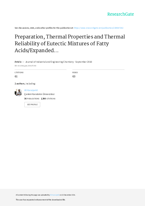 (PDF) Preparation, thermal properties and thermal reliability of ...