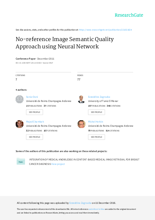(PDF) No-Reference Image Semantic Quality Approach Using Neural Network | Ezzeddine Zagrouba ...