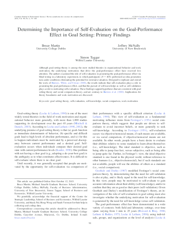 (PDF) Determining the Importance of Self-Evaluation on the Goal ...