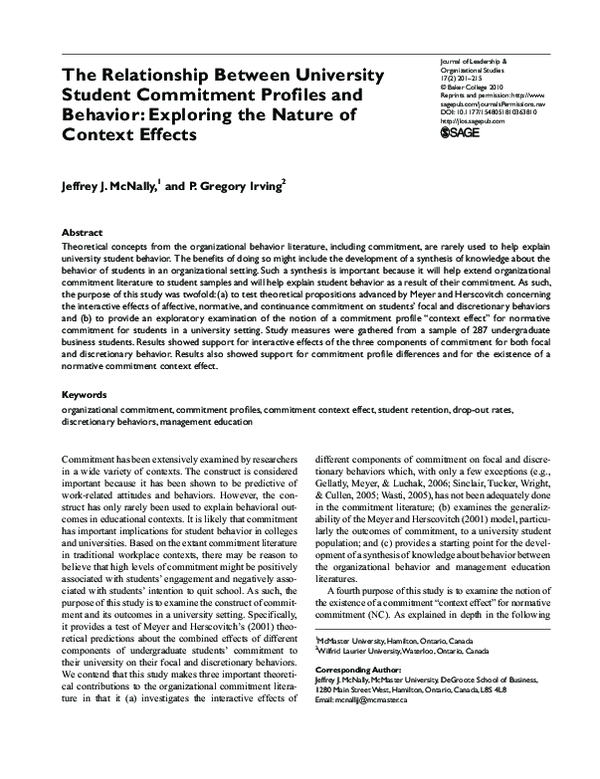 (PDF) The relationship between university student commitment profiles ...