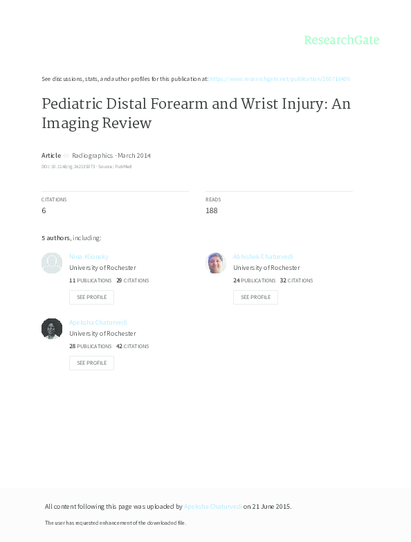 (PDF) Pediatric distal forearm and wrist injury: an imaging review