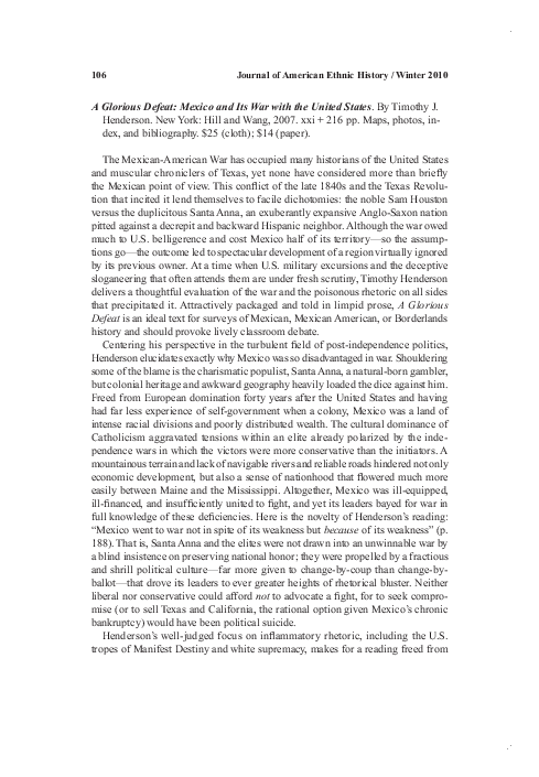 (PDF) A Glorious Defeat: Mexico and Its War with the United States, by ...