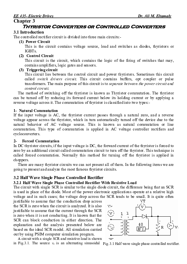 (PDF) EE 435-Electric Drives Thyristor Converters or Controlled Converters (PDF) EE 435-Electric Drives Thyristor Converters or Controlled Converters
