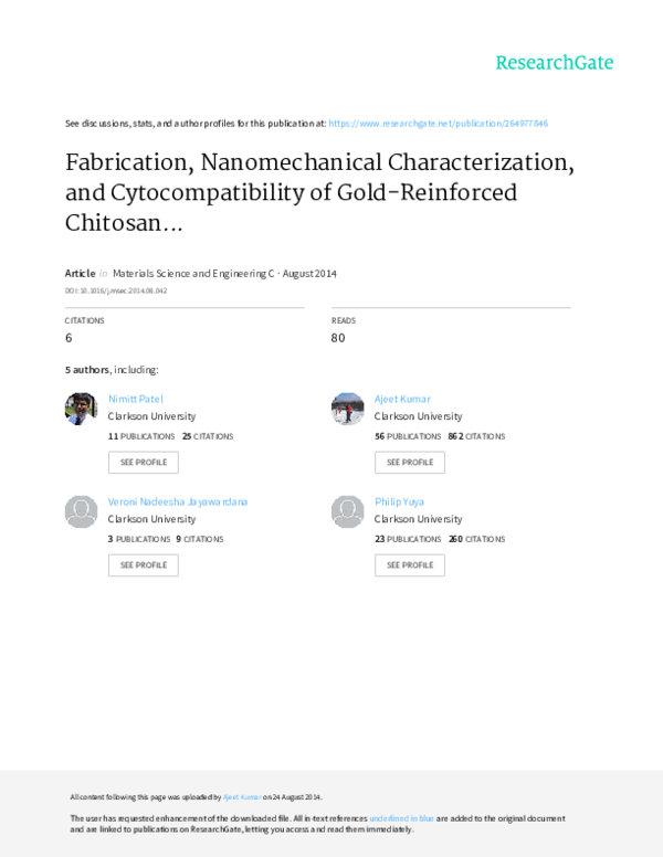 (PDF) Fabrication, nanomechanical characterization, and cytocompatibility of gold-reinforced ...