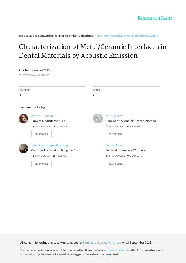 (PDF) Characterization of Metal/Ceramic Interfaces in Dental Materials ...