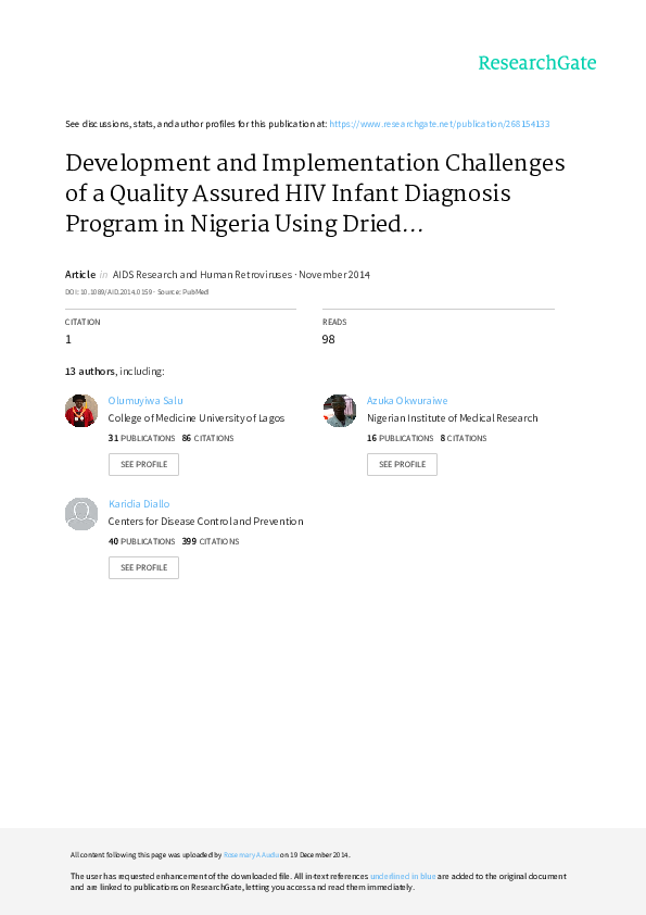 (PDF) Development and Implementation Challenges of a Quality Assured ...