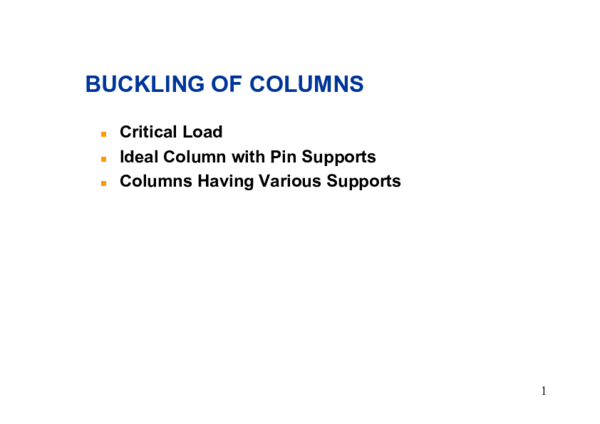 (PDF) Critical Load Ideal Column with Pin Supports Columns Having Various Supports BUCKLING OF ...