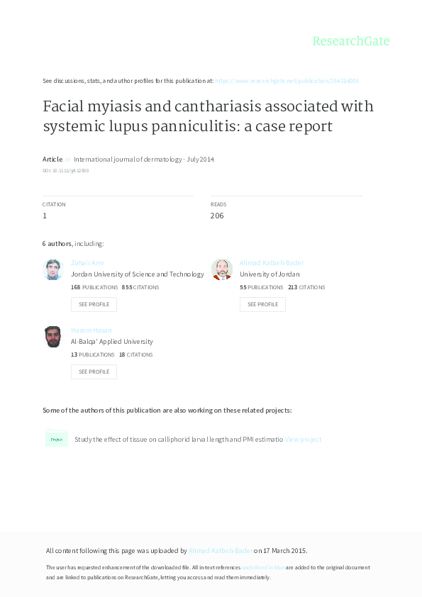 (PDF) Facial myiasis and canthariasis associated with systemic lupus ...