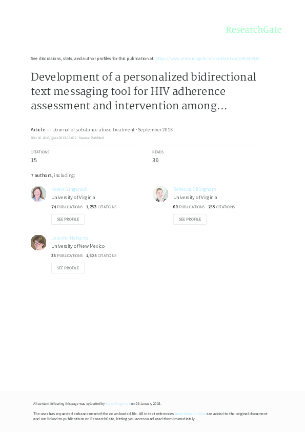 (PDF) Development of a personalized bidirectional text messaging tool ...
