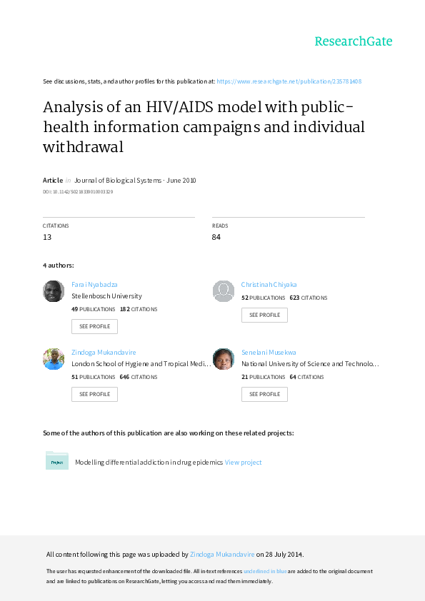(PDF) Analysis of an HIV/AIDS model with public-health information ...