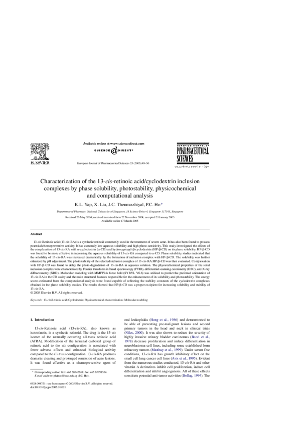 (PDF) Characterization of the 13-cis-retinoic acid/cyclodextrin ...