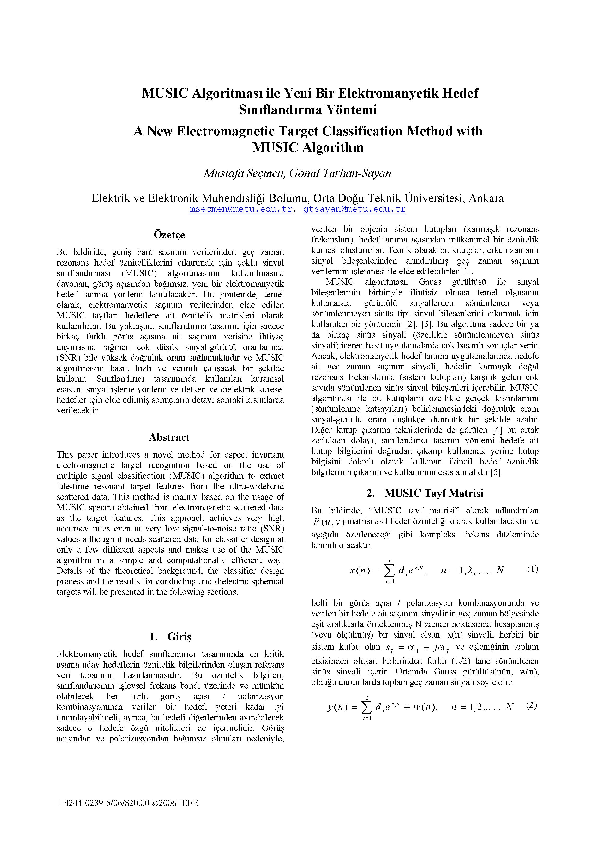 (PDF) A New Electromagnetic Target Classification Method with MUSIC ...