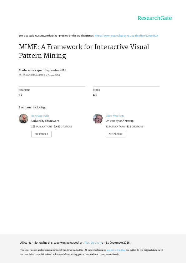 (PDF) MIME: a framework for interactive visual pattern mining