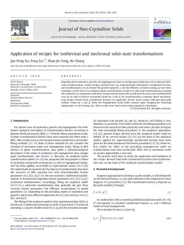 (PDF) Application of recipes for isothermal and isochronal solid-state transformations