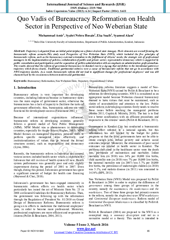(PDF) Quo Vadis of Bureaucracy Reformation on Health Sector in ...