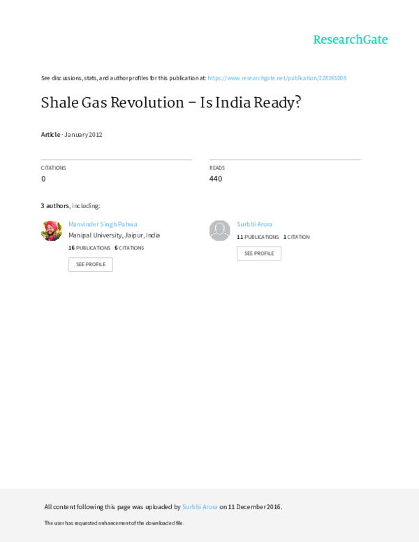 (PDF) Shale Gas Revolution–Is India Ready?