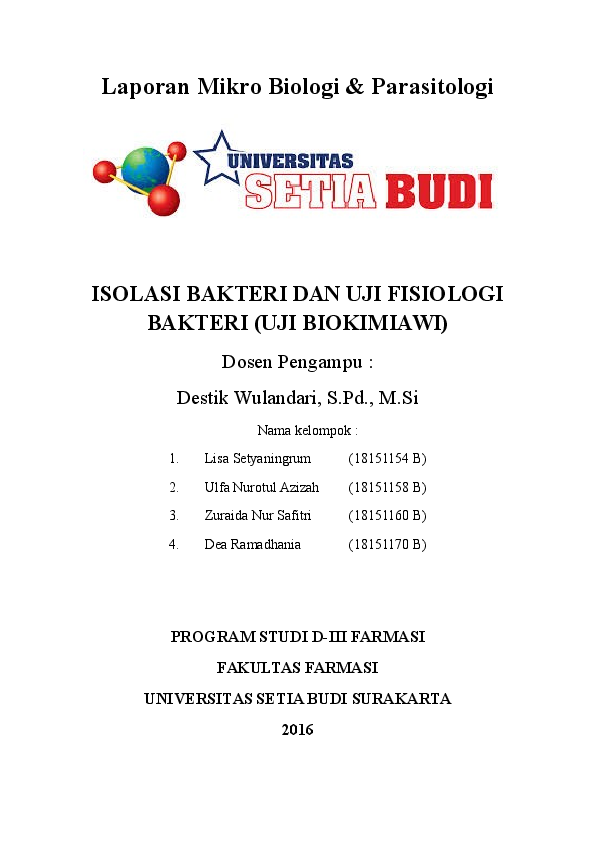 (DOC) Laporan Mikro Biologi & Parasitologi ISOLASI BAKTERI DAN UJI ...