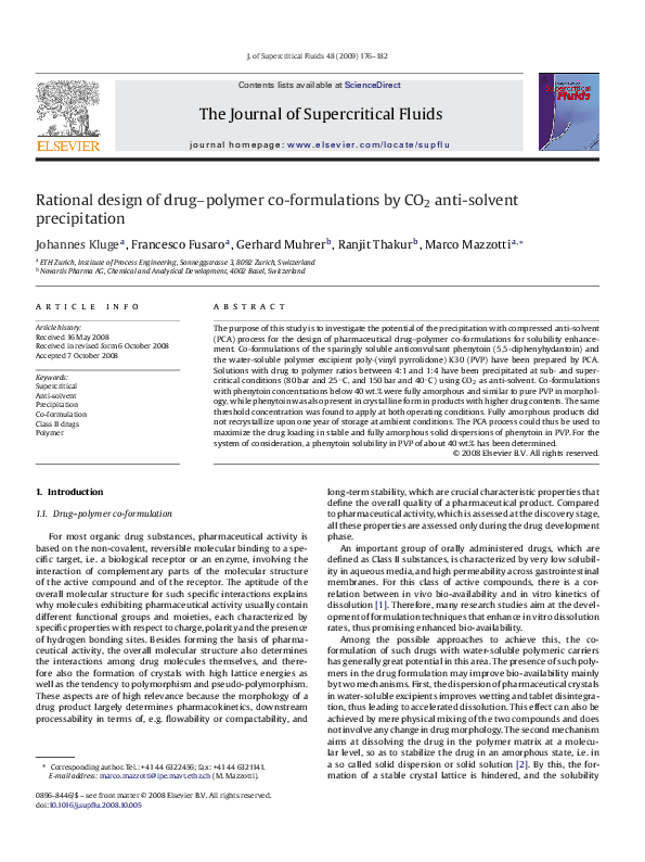 (PDF) Rational design of drug-polymer co-formulations by CO2 anti ...