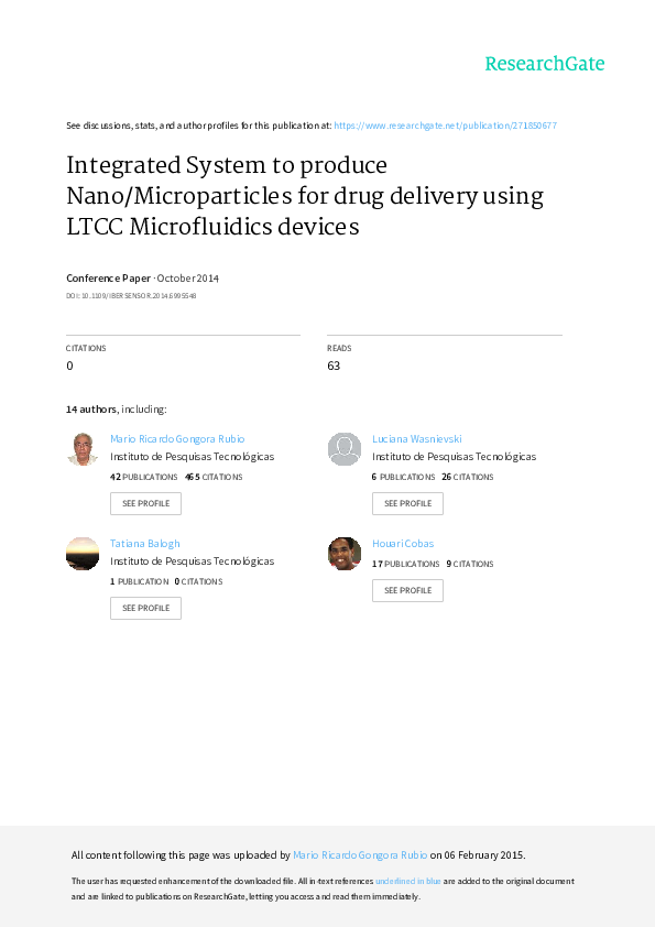 (PDF) Integrated system to produce nano/microparticles for drug ...