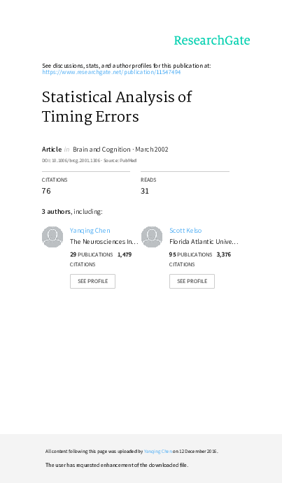 (PDF) Statistical Analysis of Timing Errors | Mingzhou Ding - Academia.edu