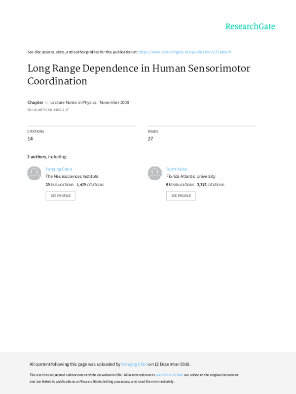 (PDF) Long Range Dependence in Human Sensorimotor Coordination