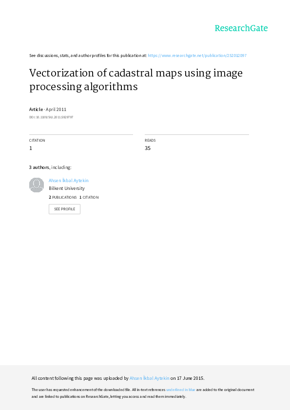 (PDF) Vectorization of cadastral maps using image processing algorithms