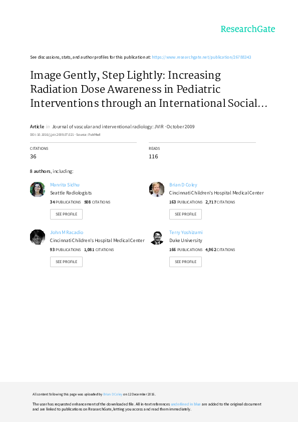(PDF) Image Gently, Step Lightly: Increasing Radiation Dose Awareness ...
