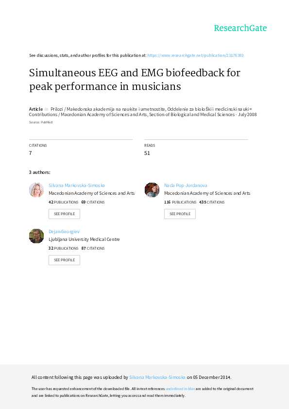 (PDF) Simultaneous EEG and EMG biofeedback for peak performance in ...