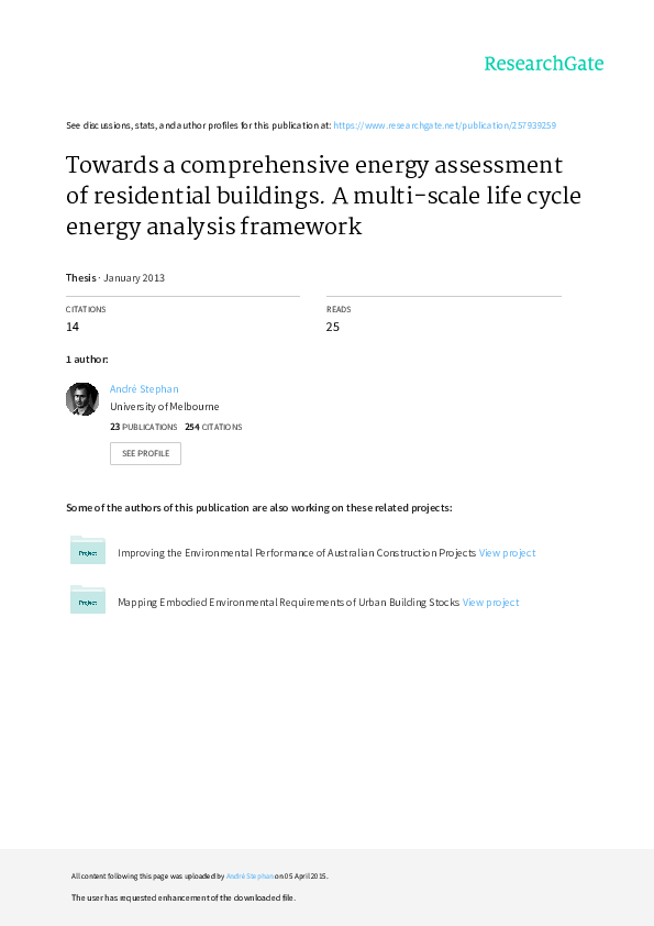 (PDF) Towards a comprehensive energy assessment of residential ...