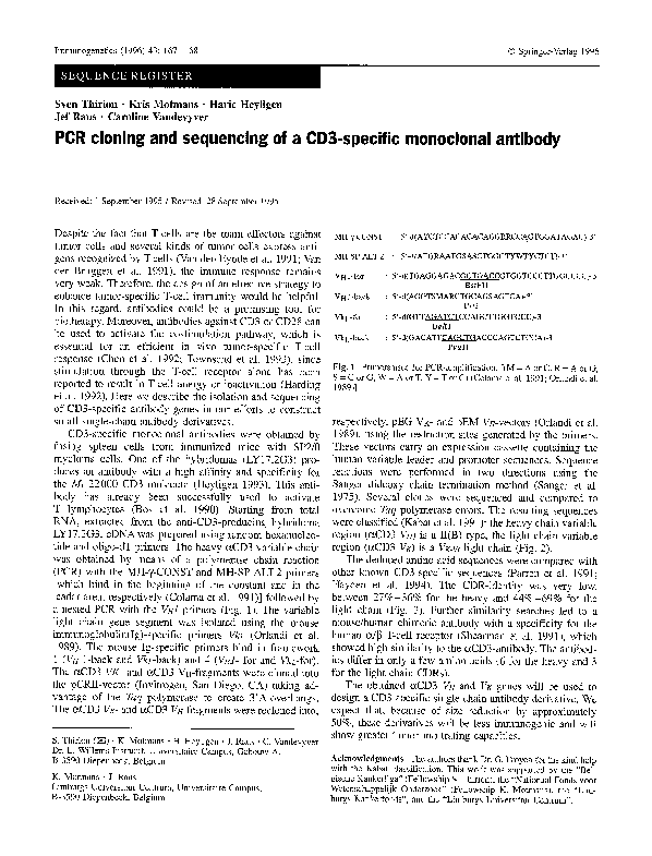 (PDF) PCR cloning and sequencing of a CD3-specific monoclonal antibody ...