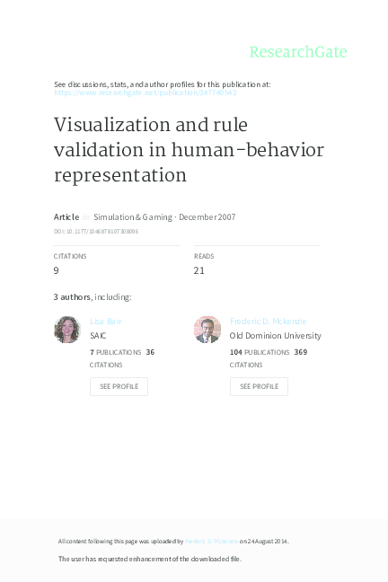 (PDF) Visualization and rule validation in human-behavior representation
