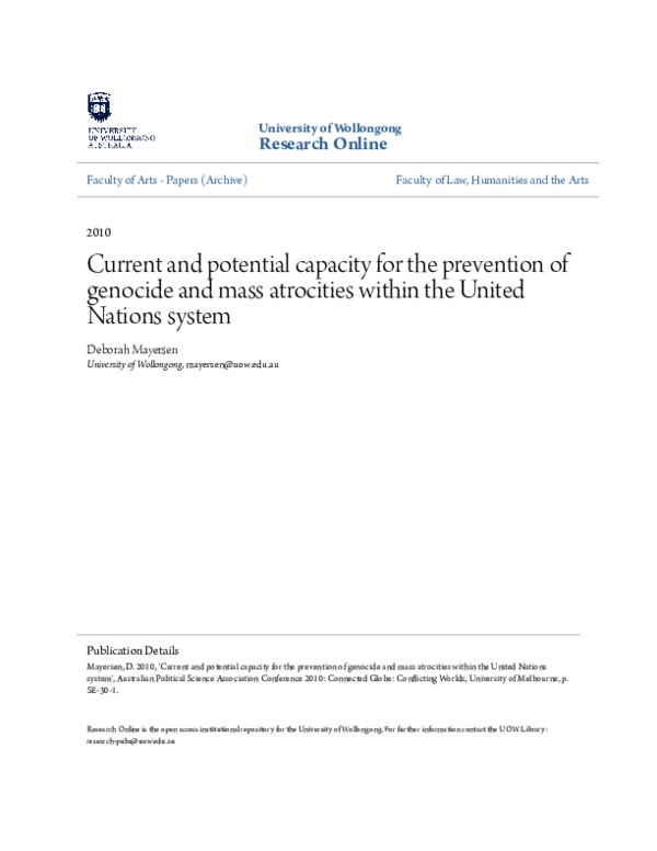 (PDF) Current and Potential Capacity for the Prevention of Genocide and ...