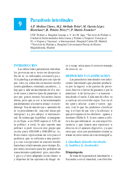 (PDF) Parasitosis intestinales
