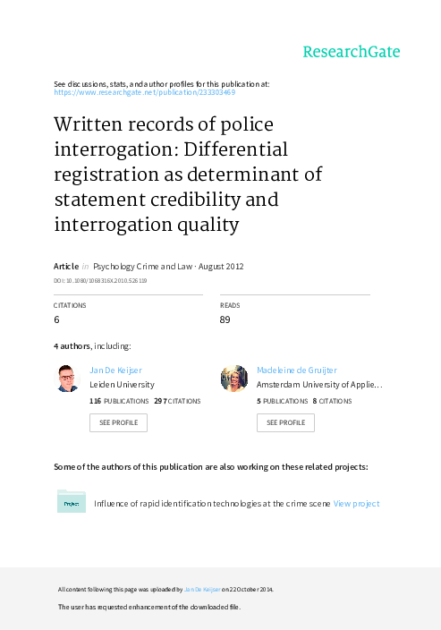 (PDF) Written records of police interrogation: differential ...