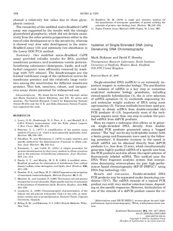 (PDF) Isolation of single-stranded DNA using denaturing DNA chromatography