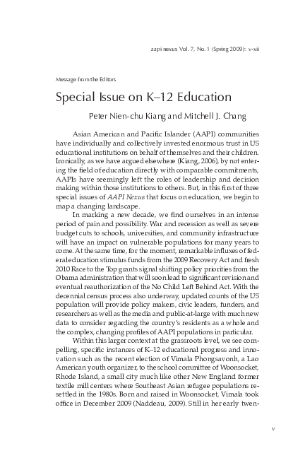 (PDF) Special Issue on K–12 Education | Peter Kiang - Academia.edu