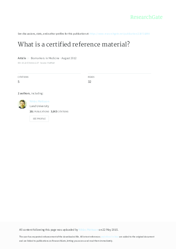 (PDF) What is a certified reference material?