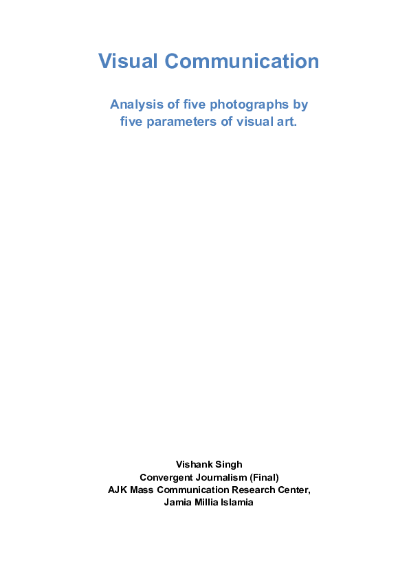 (PDF) ANALYSIS OF FIVE PHOTOGRAPHS BY FIVE PARAMETERS OF VISUAL ART