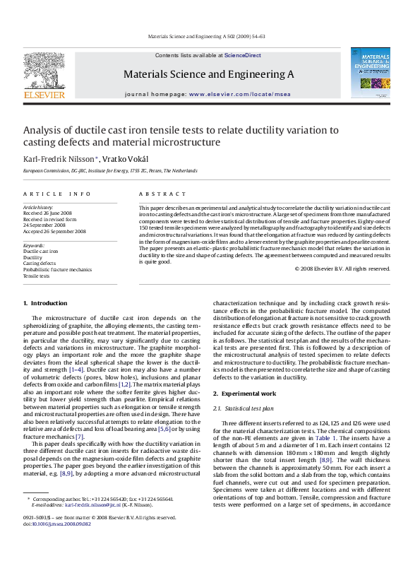 (PDF) Analysis of ductile cast iron tensile tests to relate ductility ...