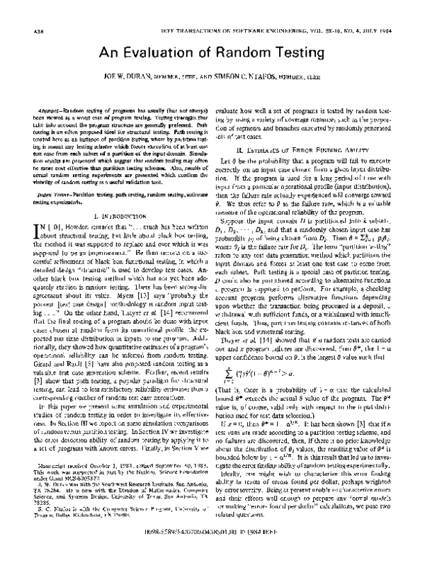 (PDF) An evaluation of random testing