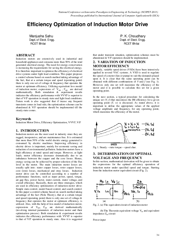 Pdf Efficiency Optimization Of Induction Motor Drive