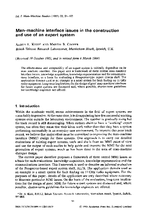(PDF) Man-machine interface issues in the construction and use of an ...
