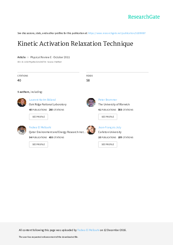 (PDF) Kinetic activation-relaxation technique