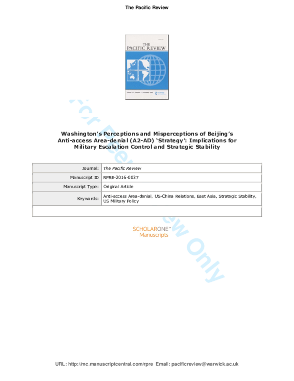 (PDF) Washington's Perceptions and Misperceptions of Beijing's Anti ...