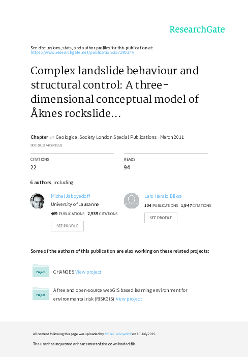 Pdf Complex Landslide Behaviour And Structural Control Oa Three