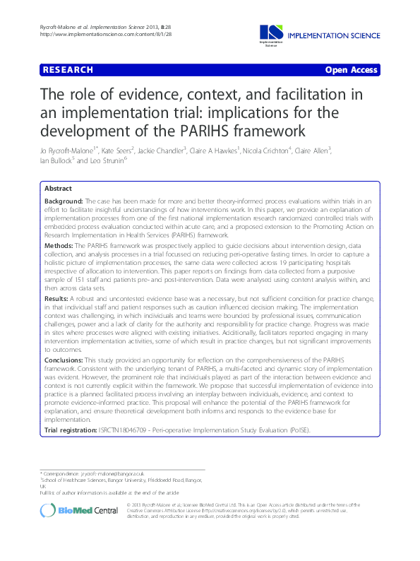 (PDF) The role of evidence, context, and facilitation in an ...