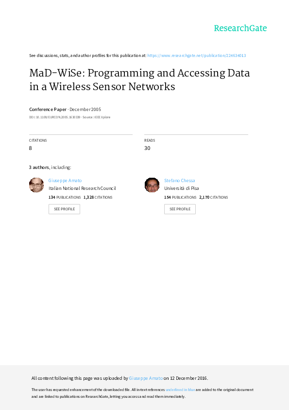 (PDF) MaD-WiSe: Programming and Accessing Data in a Wireless Sensor ...