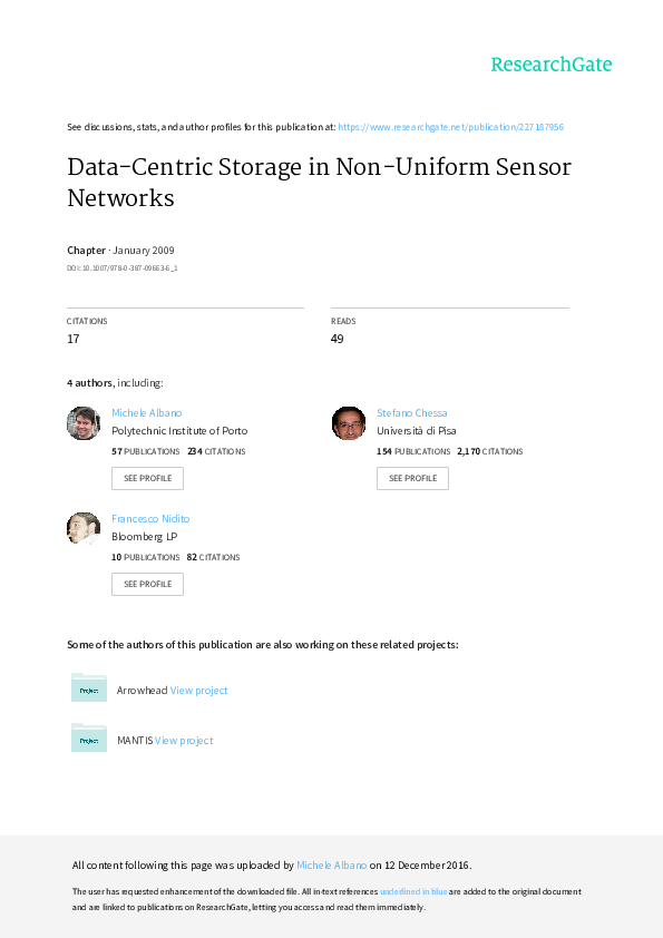 (PDF) Data-Centric Storage in Non-Uniform Sensor Networks