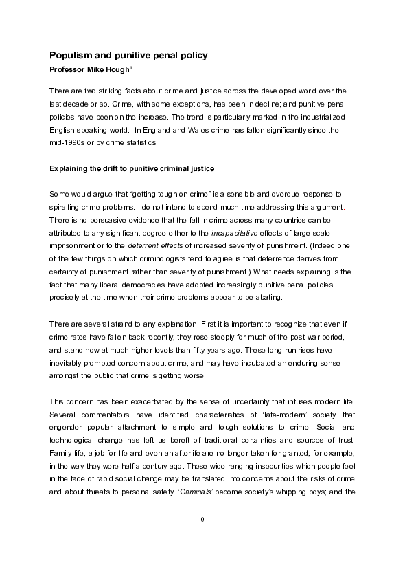 (DOC) Populism and Punitive Penal Policy