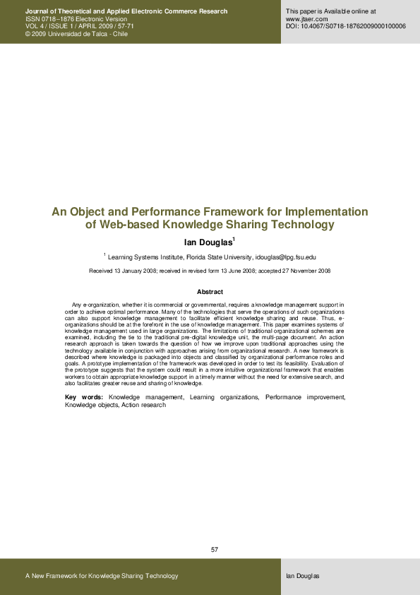 (PDF) An Object and Performance Framework for Implementation of Web-based Knowledge Sharing ...